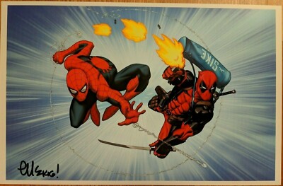 ED MCGUINNESS SPIDER-MAN DEADPOOL ART PRINT SIGNED POSTER MARVEL COMICS ...