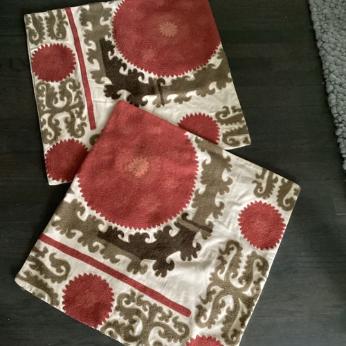 2 Pottery Barn Crewel Pillow Covers 26x26 | eBay