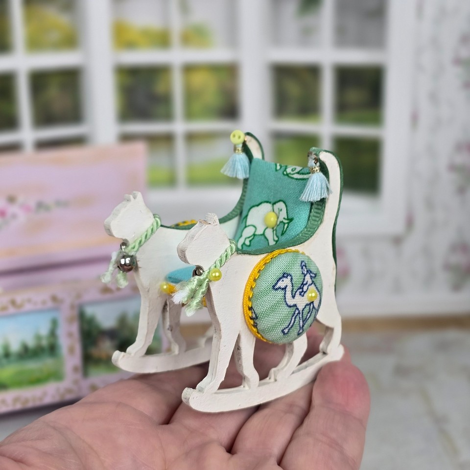 Miniature Dollhouse June Sprigg Tooley Cat Shaped Upholstered Wood ...