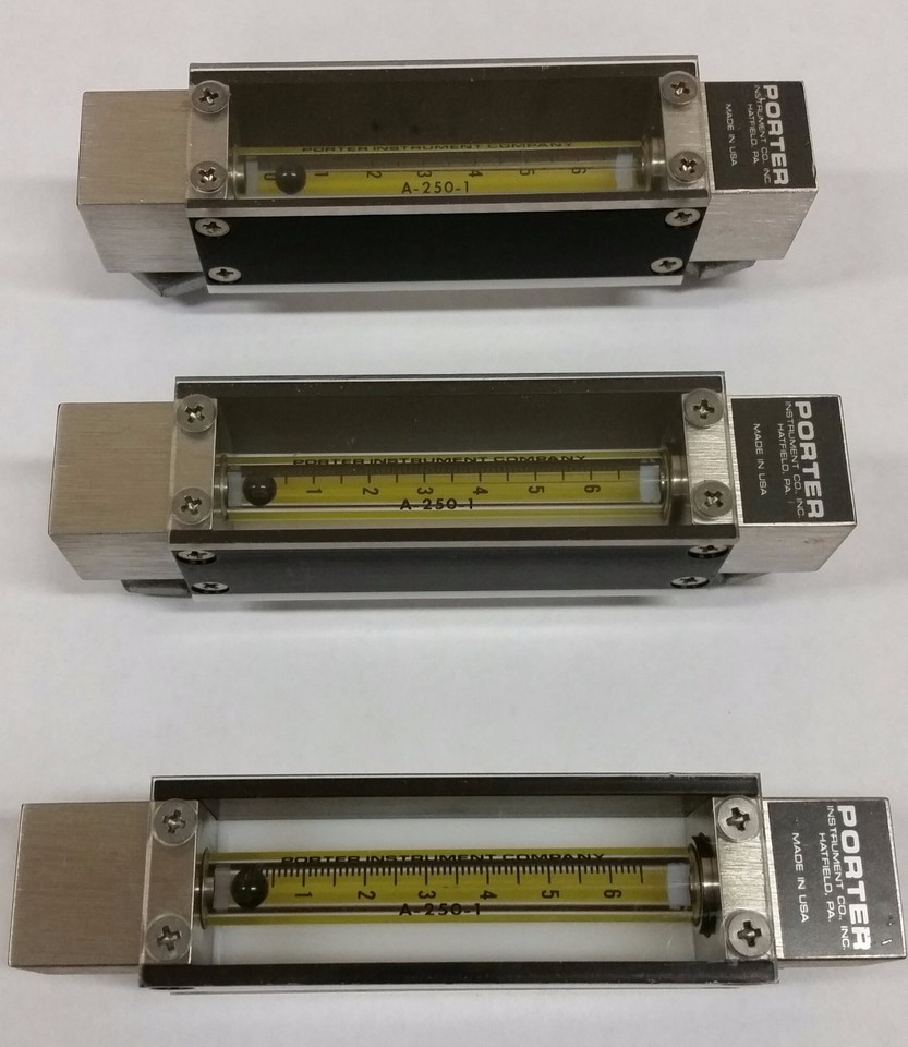 (3) PORTER INSTRUMENT SERIES 65 FLOWMETERS Model # 65SO Tube # : A-250 ...