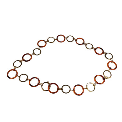 VTG Brass and Plastic Chain Link Belt Womens OS Gold-Tone Tortoise ...