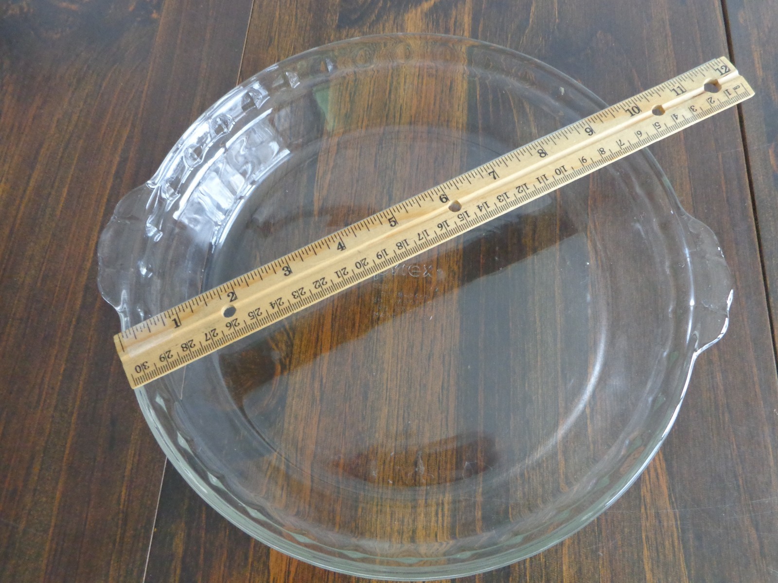 PYREX PIE PAN 229 Clear Glass Round Ovenware 9.5" Crimped Edge Tab ...