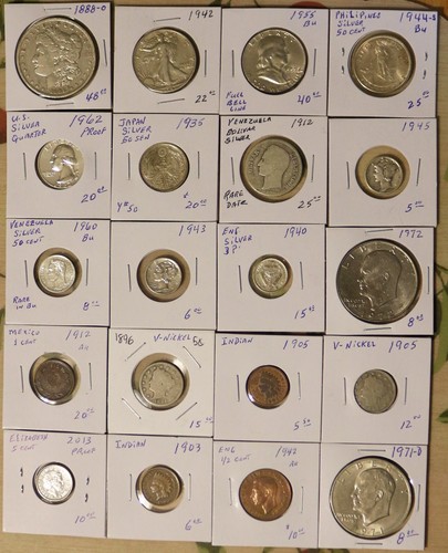 20 coin silver lot, Dollars, halves, etc Val $348 | eBay