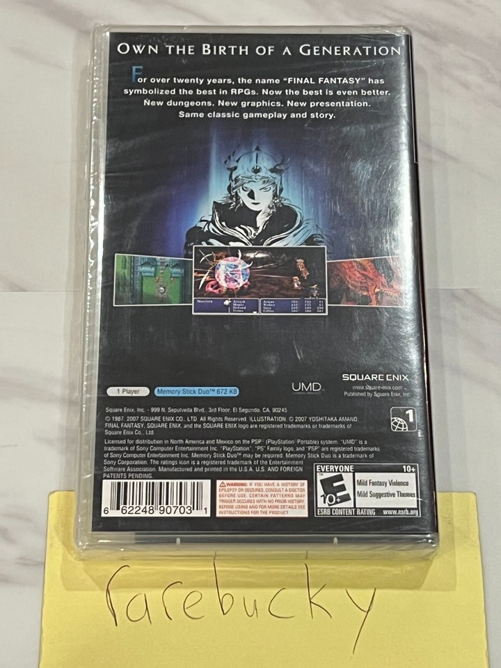 Final Fantasy (Sony PSP) NEW SEALED Y-FOLD BLACK LABEL MINT, RARE US ...