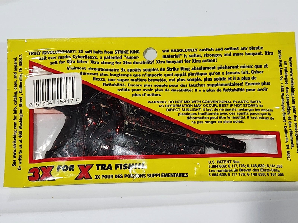 Strike King 3X Super Floating Soft Baits 7.5" Ribbon Tail Worm Black ...