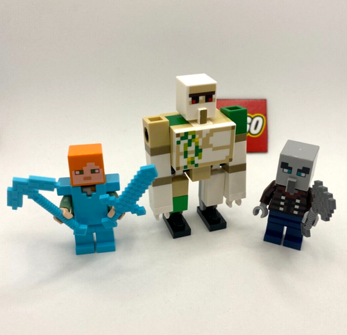 Lego Minecraft Minifigure Lot - Iron Golem, Diamond Alex, Pillager ...