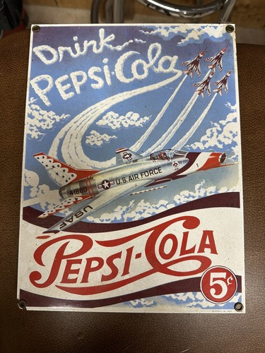 Drink Pepsi Cola Metal Tin Sign US Air Force Fighter Jet USAF Vintage 5 ...
