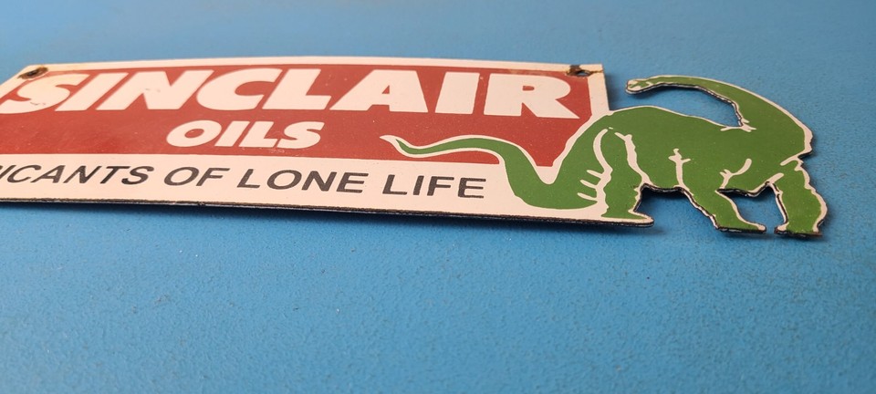 Vintage Sinclair Gasoline Sign - Motor Oil Porcelain Gas Pump Auto Sign ...