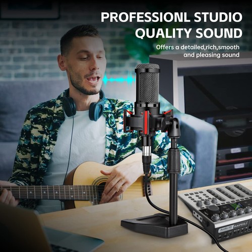 PROAR Condenser Microphone XLR, Cardioid Pickup Pattern, 48V Phantom ...