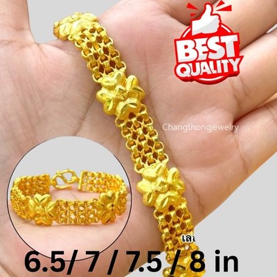 Men's Bracelet Heavy 23K 24K THAI BAHT YELLOW GOLD Plated Bangle | eBay