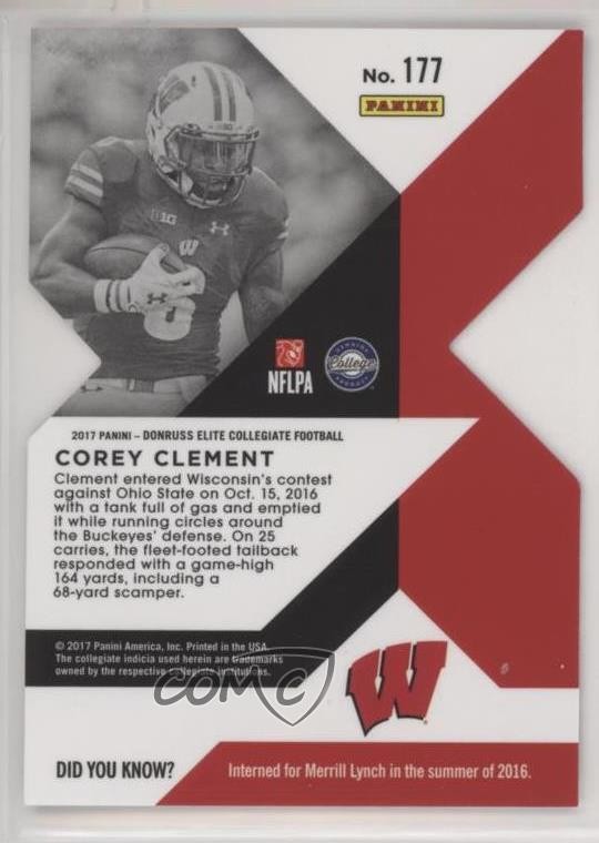 2017 Panini Elite Draft Picks Status Purple Die-Cut /99 Corey Clement ...