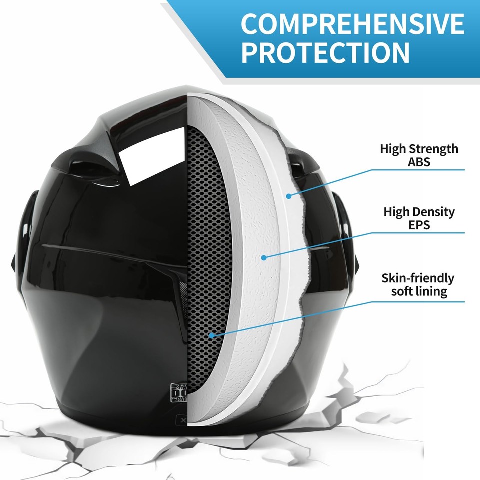 FRBRK Motorcycle Bluetooth Modular Helmet DOT Approved Dual Visor Full ...