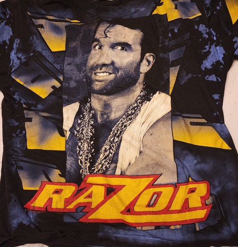 1995 VINTAGE WWF Razor Ramon Print Shirt Free Size VERY Rare Scott Hall ...