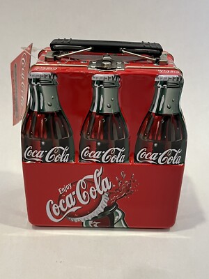 Vintage Coca-Cola Soda Pop Coke 6 Pack Metal Mini Lunch Box Tin w/tag ...
