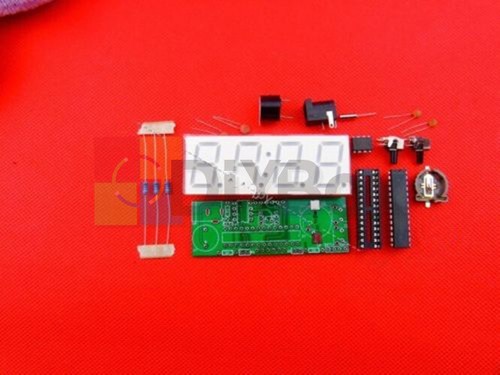 Blue LED Electronic Clock Microcontroller Digital Time Thermometer DIY ...