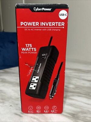 Cyber Power 175W POWER INVERTER DC to AC Inverter With USB Charging | eBay