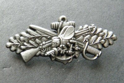 SEABEES COMBAT WARFARE SCW PEWTER USN NAVY MINI LAPEL PIN BADGE 1.5 ...