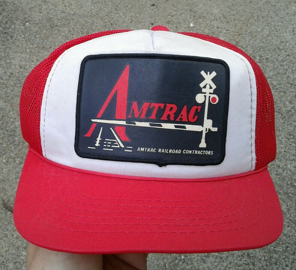 Amtrac Railroad Contractors Trucker cap Hat Snap back Red Train ...
