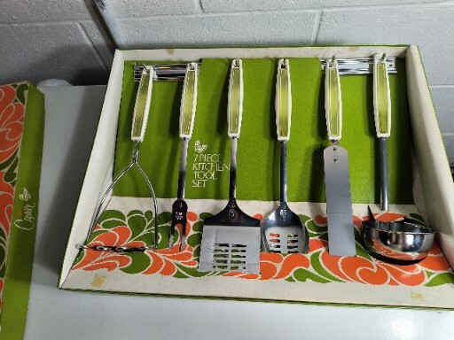 Ecko Caprice Kitchen Utensil Set Vintage NOS Green Handle Mid Century W ...