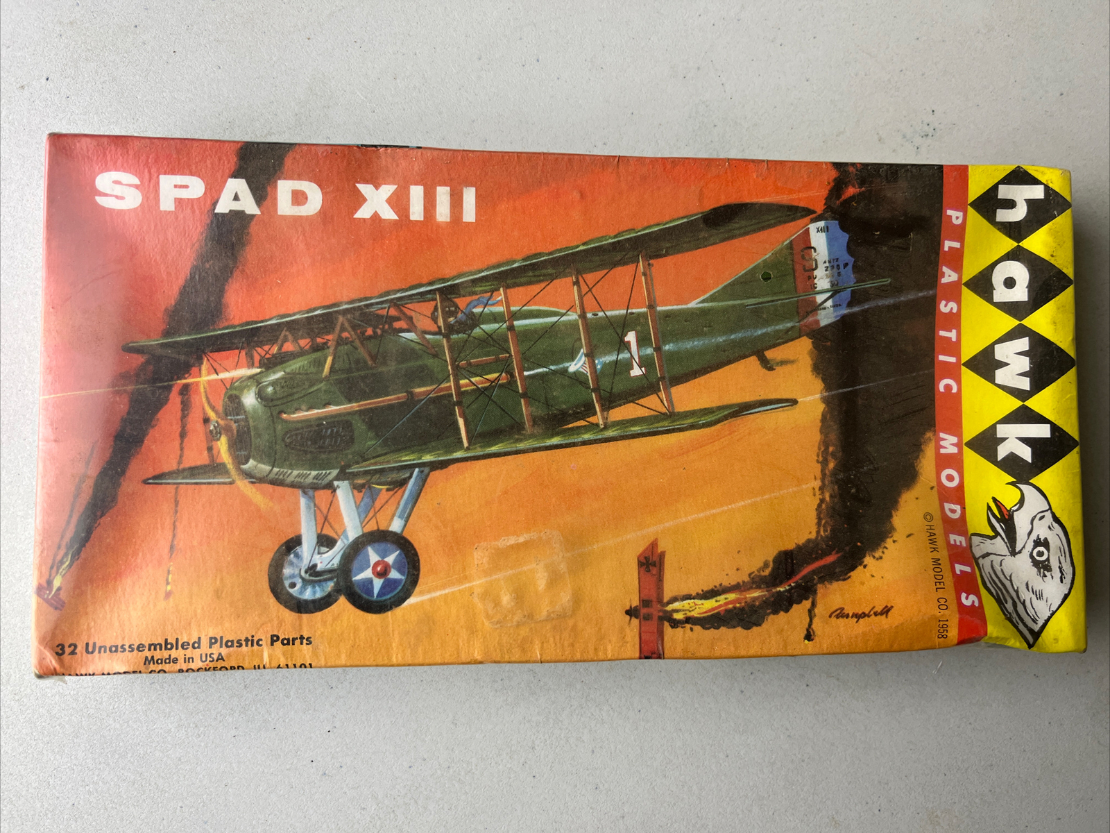 *SPAD XIII Hawk Model Co. No Scale Rare Vintage Plastic Airplane Model ...