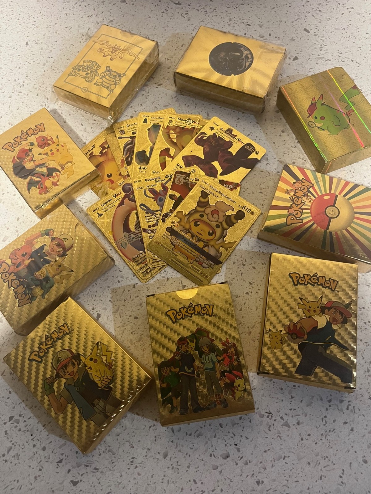 gold foil pokemon cards fan art packs | eBay