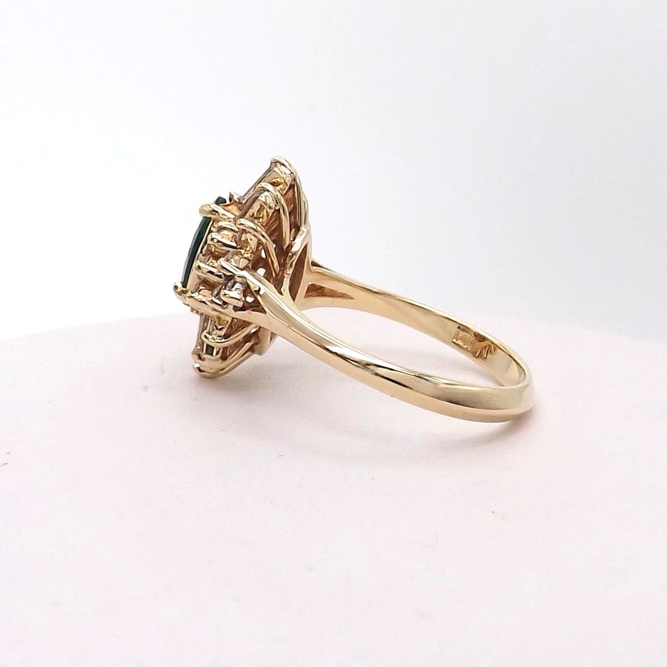14k Gold Marquise Ballerina Semi Mount Setting Ring Natural Emerald ...