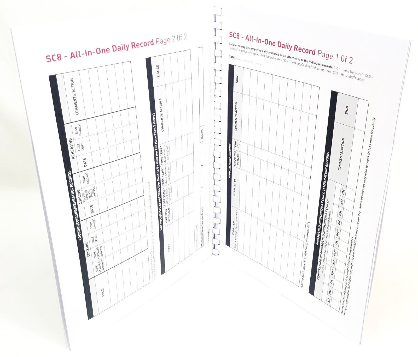SC8 All In One Record Daily Forms Spiral Bound Complete Daily 6 Months ...