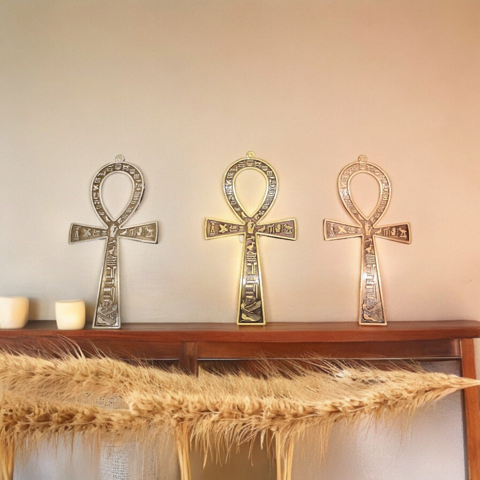 3 Egyptian Ankh Keys Of Life Hieroglyphics symbols Hand Carved. | eBay