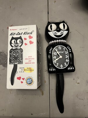 Original Lady Kit Kat Cat Klock Black Clock AS IS, See Description. | eBay