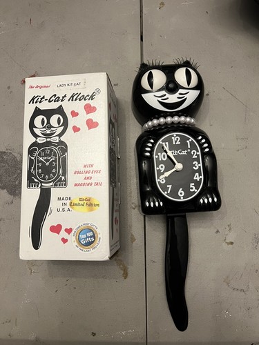 Original Lady Kit Kat Cat Klock Black Clock AS IS, See Description. | eBay