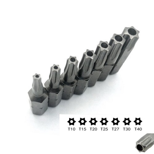 7 Pc Tamper Resistant Star Torx Bit Set 1/4" Hex T10 T15 T20 T25 T27 ...