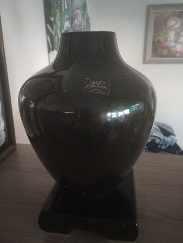 Black Porcelain Ginger Jar Ikebana Vase w/ Base • Mikasa Designs | eBay