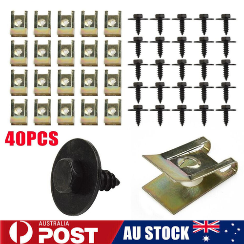 40x Steel U Nut Clip Screw Gasket Fastener For Car Body Fender Bumper ...