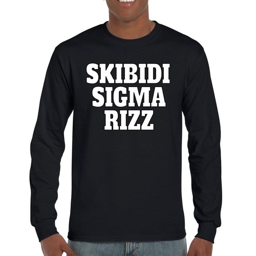Skibidi Sigma Rizz Long Sleeve T-shirt Funny Goat Gyatt Meme Zoomer ...