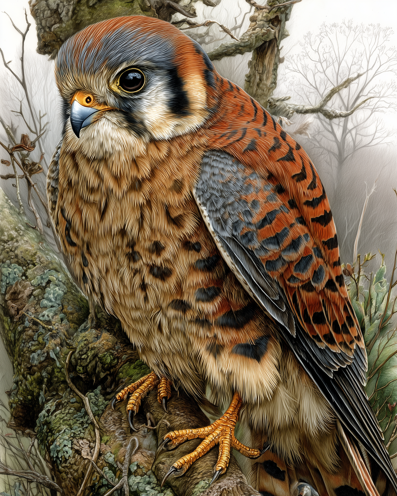 8x10 American Kestrel Falcon Portrait Wildlife Art Print - 547808359 | eBay