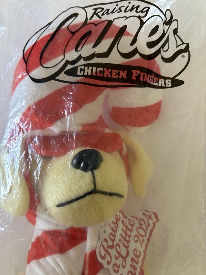 Raising Cane's Christmas Candy Cane 2024 Puppy Dog Plush Canes Animal ...
