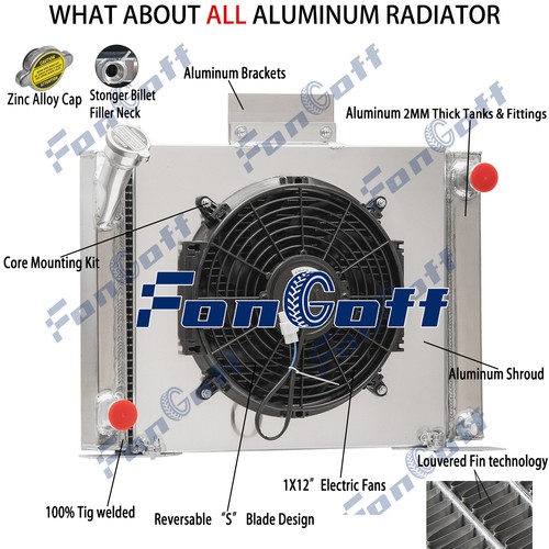 4-Rows Radiator Shroud Fan Fit 1983-1994 Ford Ranger Base Pickup V8 ...