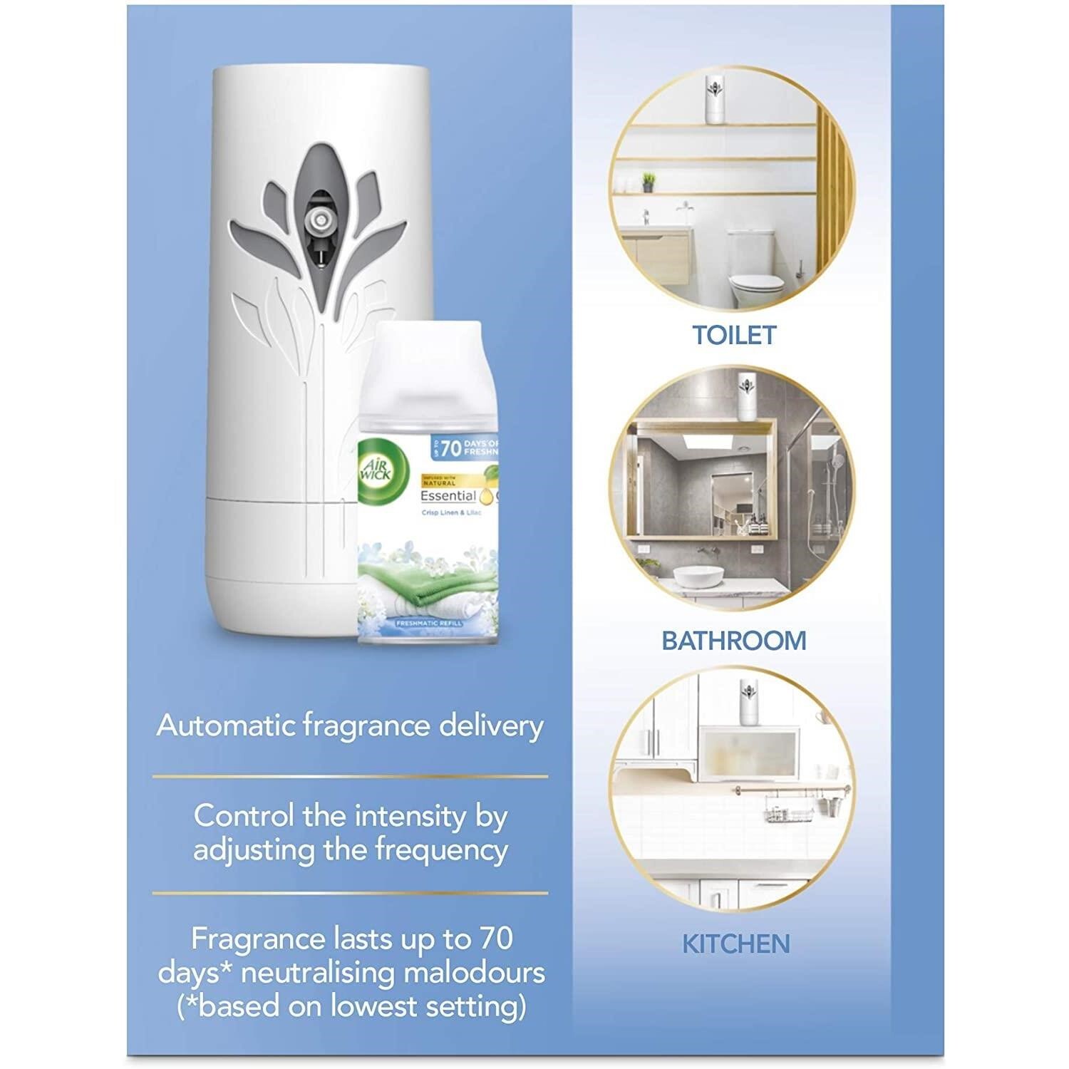 Air Wick Freshmatic Max Complete Auto Spray + Refill Crisp Linen and ...