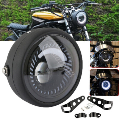 Universal For Custom Cafe Racer LED 6.5" Motorcycle Headlight Black ...
