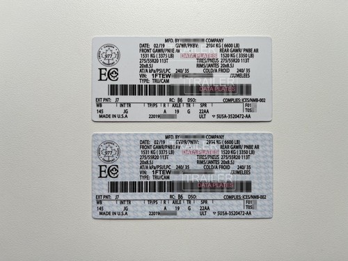 Ford Door Jamb Data Decal Permanent Sticker ID Tag Derated CANADA ...