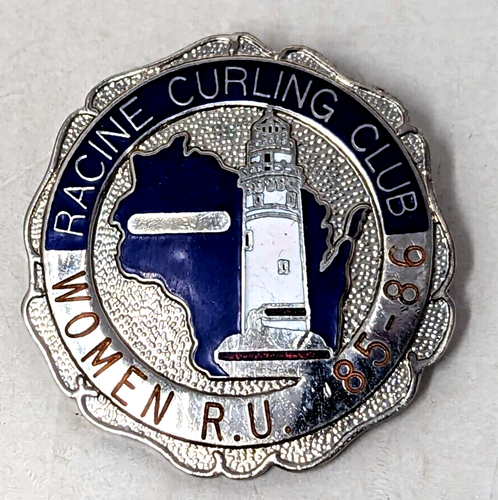 VTG 1985-1986 Racine Curling Club Wisconsin Womens RU Enamel Lapel Pin ...