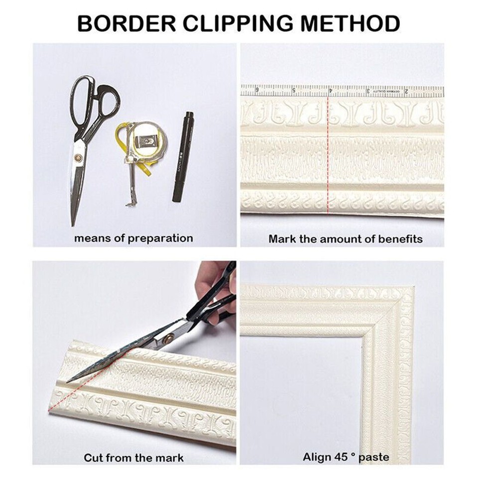 2.3M Self-Adhesive Wall Trim Line Skirting Border Decor Sticker/Wall ...