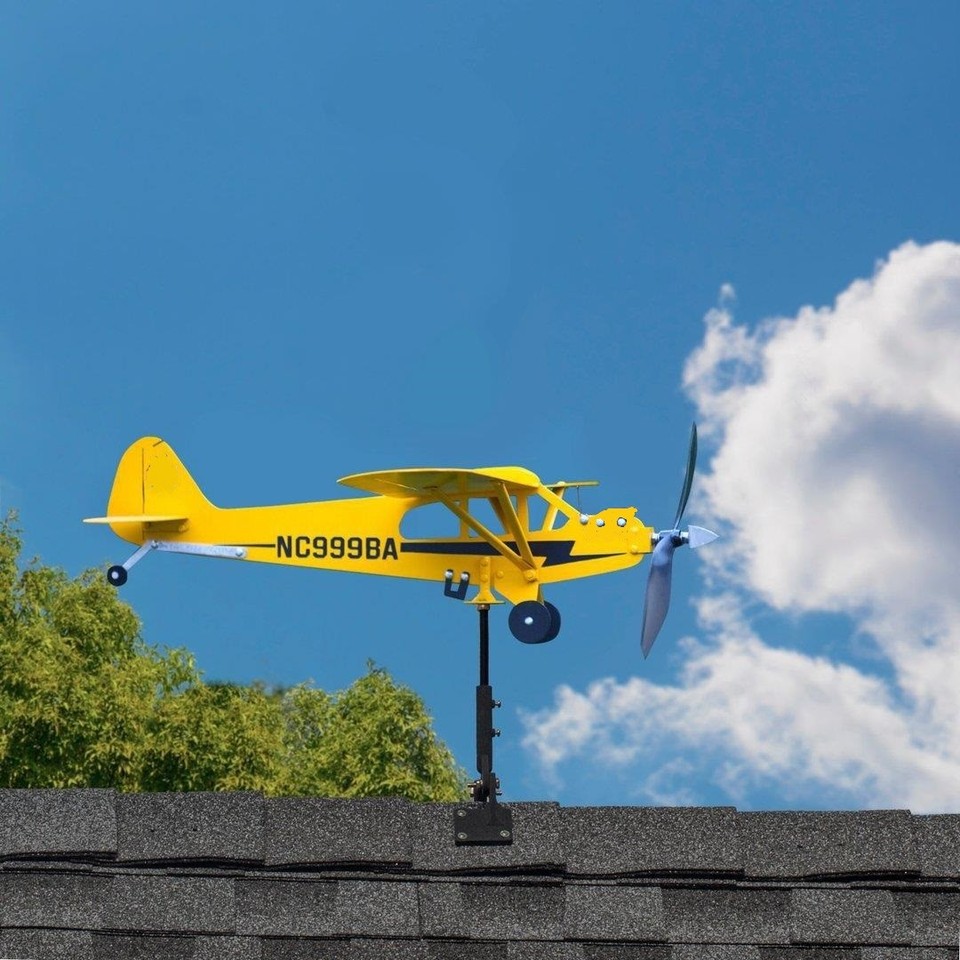 Weather Vane Wind Direction Compass--Piper J3 Cub Airplane Weathervane ...