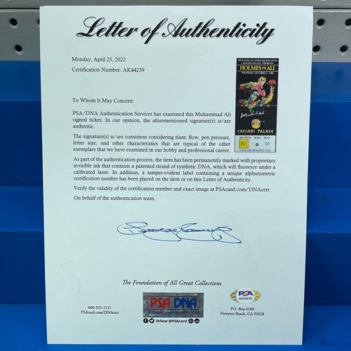 MUHAMMAD ALI Signed Ringside Ticket Caesars Palace 1980 Autograph PSA ...