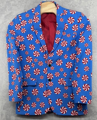Shinesty Blazer Suit Jacket Blue Peppermint Sport Coat Christmas Party ...