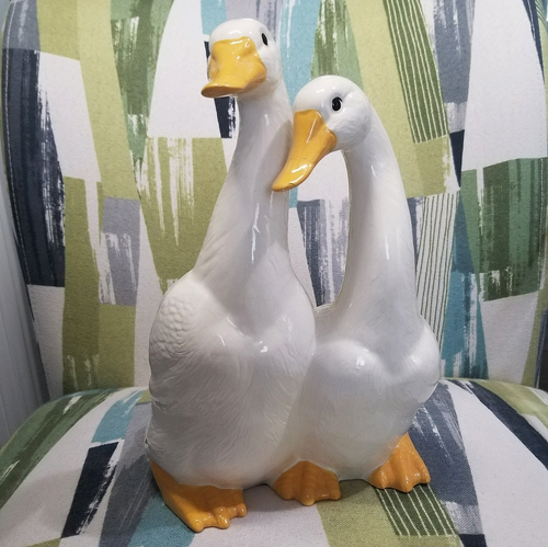 Sweet Duck Geese Couple Figurine Ceramic Porcelain Farm Decor Cottage ...