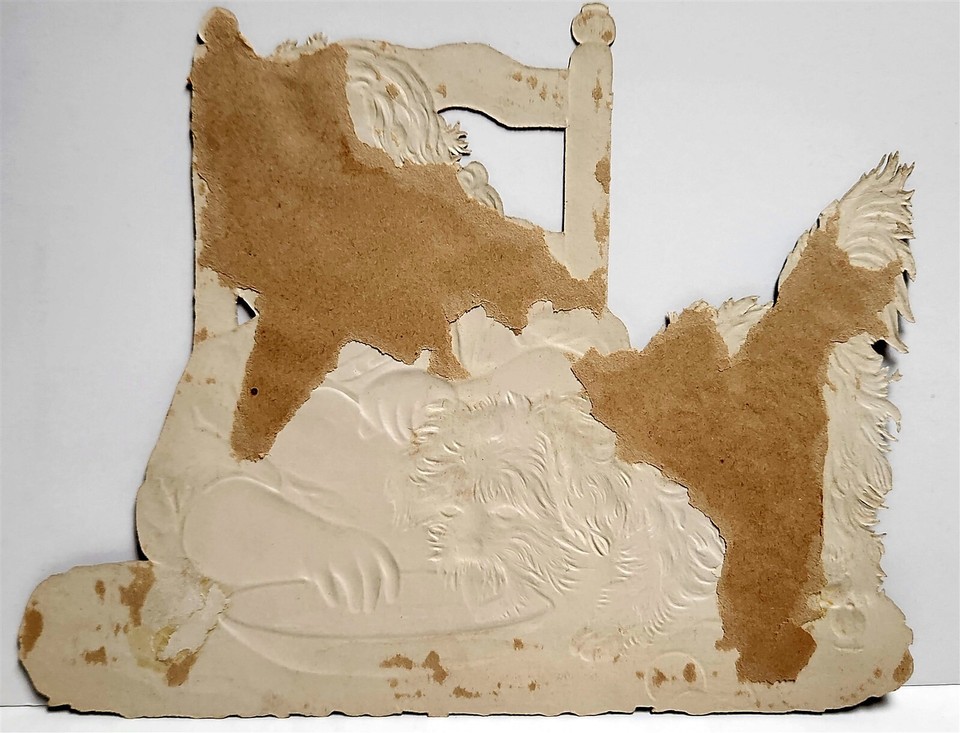 Puppy Eating Crying Child's Food - Embossed Victorian Die Cut Scrap | eBay