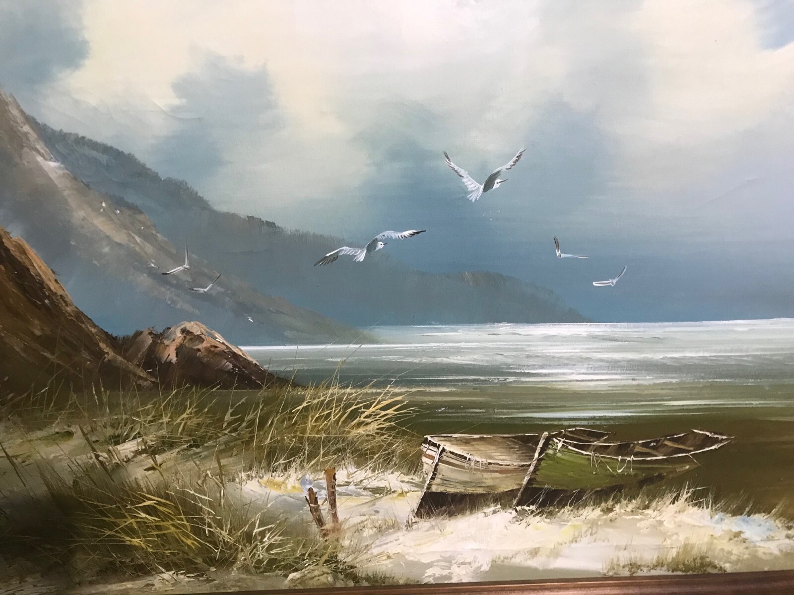 Large Framed Original Oil On Canvas Seascape Painting Artist Engel 24"H ...