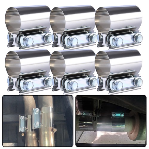 6Pcs 2" Exhaust Band Clamp Step Clamp Stainless Steel Fits Catback ...
