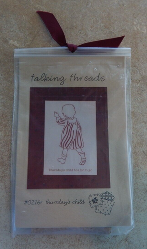 VTG New Talking Threads Embroidery Redwork Pattern Kit THURSDAY'S CHILD ...